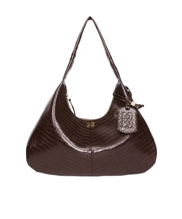 GANNI Croc Effect Extra Large Hobo Bag