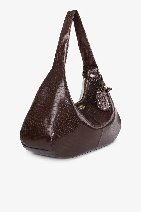 GANNI Croc Effect Extra Large Hobo Bag