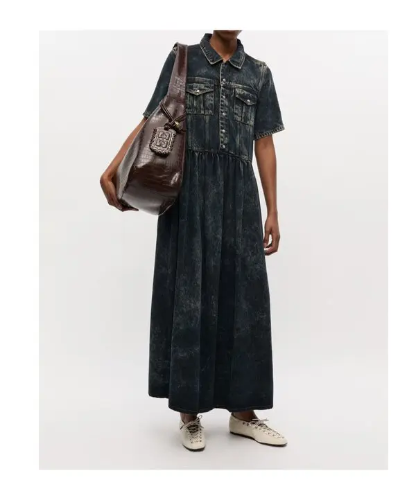 GANNI Croc Effect Extra Large Hobo Bag