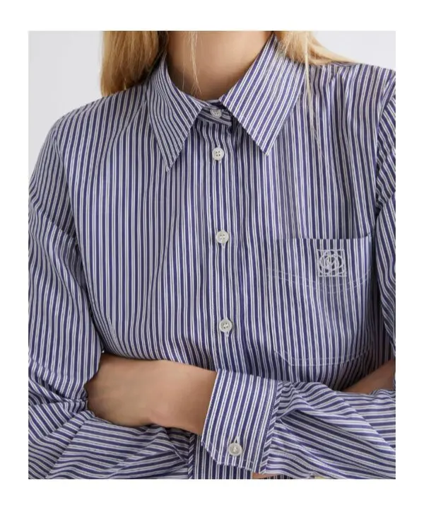 Marella Fitted Cotton Shirt With Embroidered Pocket