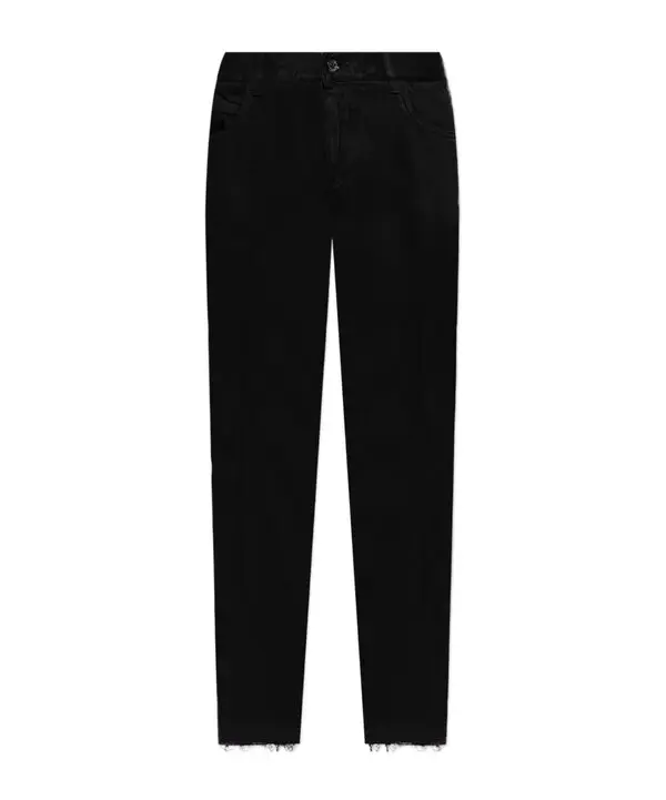 Dolce & Gabbana Frayed Hem Slim Fit Jeans - Black