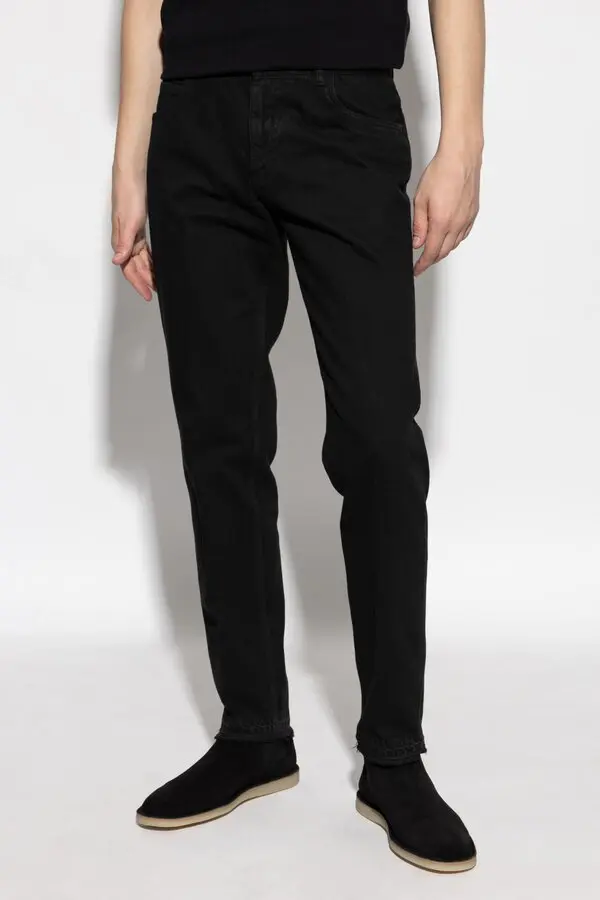 Dolce & Gabbana Frayed Hem Slim Fit Jeans - Black