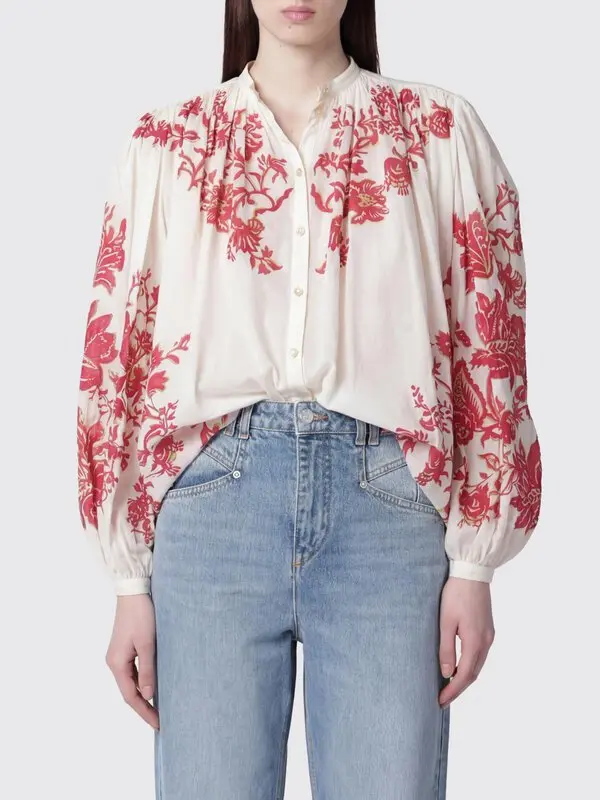 Etro Long-sleeved Curved Hem Blouse - Multi White