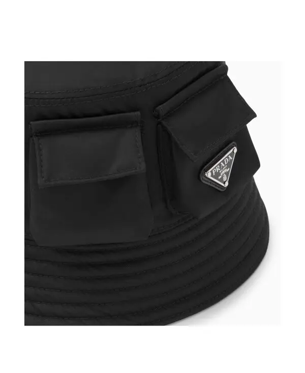 Prada Triangle-logo Pocket Bucket Hat - Black
