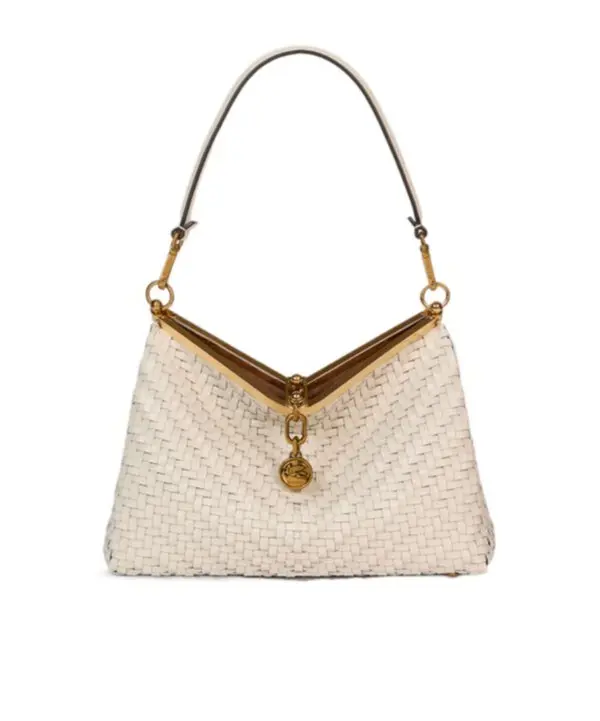 Etro Medium Woven Vela Bag - White