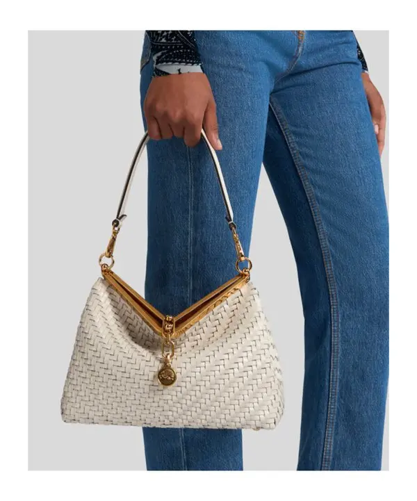 Etro Medium Woven Vela Bag - White