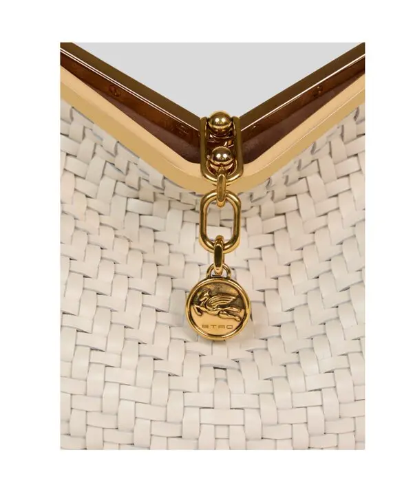 Etro Medium Woven Vela Bag - White