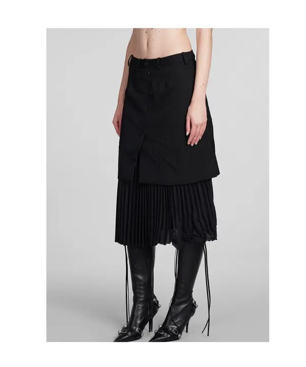 Balenciaga Pleated Layered Tailored Skirt