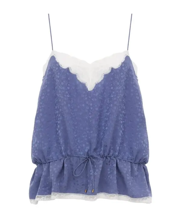 Chloé Lace-trimmed Drawstring Camisole - Washed Blue