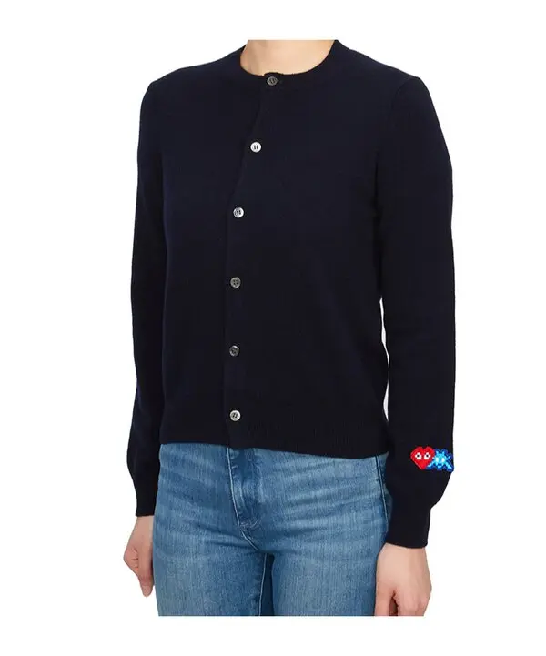 Play Comme Des Garcon Logo Patch Wool Cardigan
