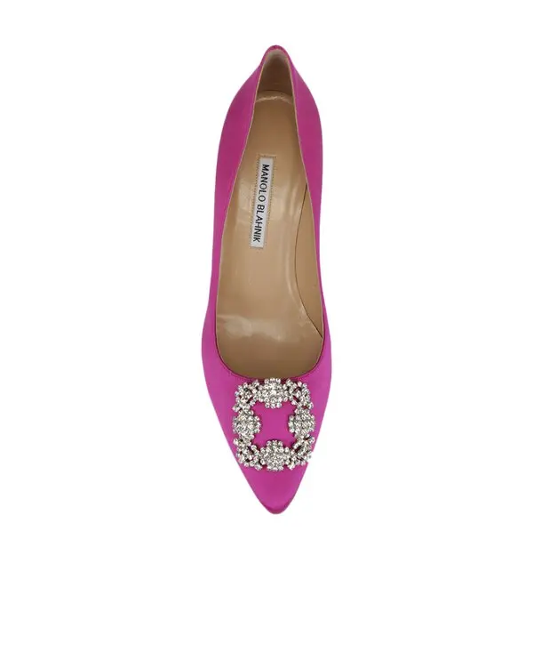Manolo Blahnik Almond Toe High Heels With Embellished Buckle - Pink