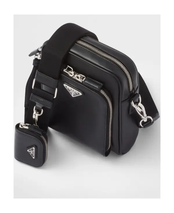 Prada Leather Shoulder Bag With Removable Pouch