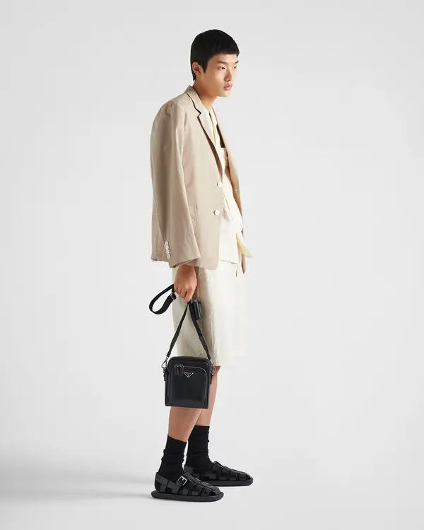 Prada Leather Shoulder Bag With Removable Pouch