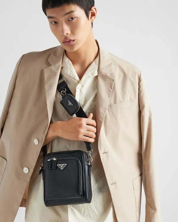Prada Leather Shoulder Bag With Removable Pouch