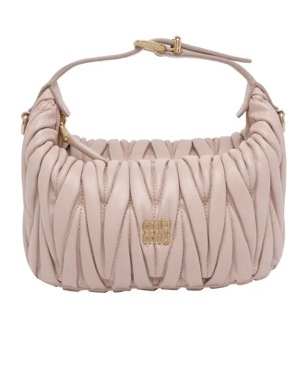Miu Miu Logo Shoulder Bag - Nude