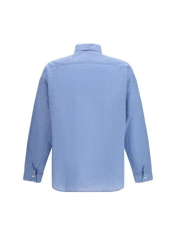 SUNFLOWER Stable Micro-check Seersucker Shirt - Blue