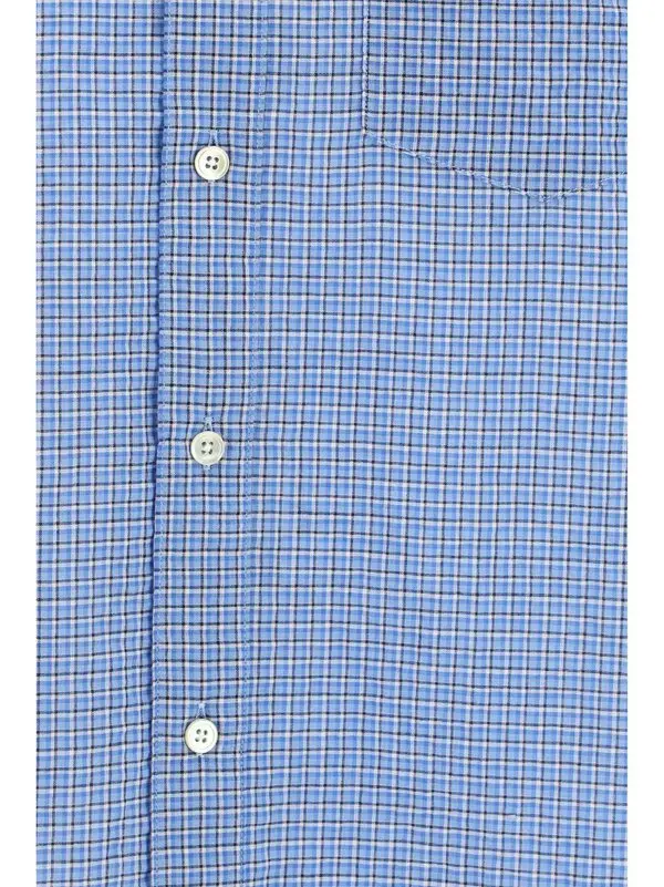 SUNFLOWER Stable Micro-check Seersucker Shirt - Blue