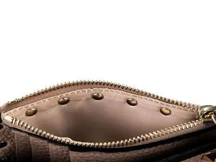 Valentino Garavani Rockstud Zip Card Holder Wallet - Brown