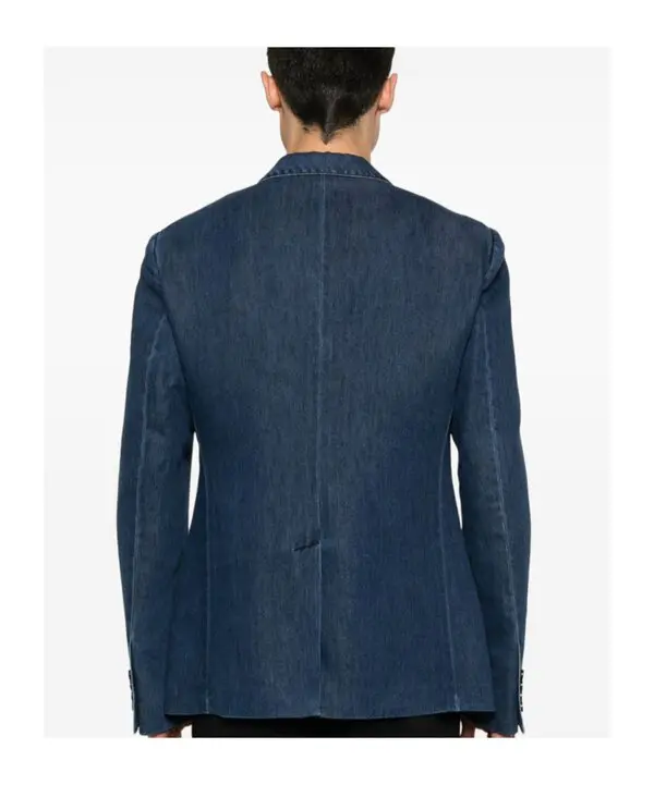 Dolce & Gabbana Denim Blazer With Crest Detail