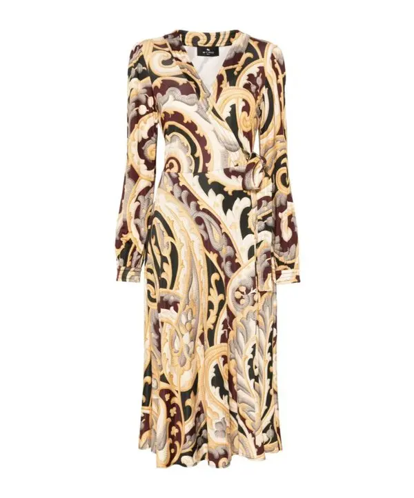 Etro Long-sleeved Printed Midi Dress