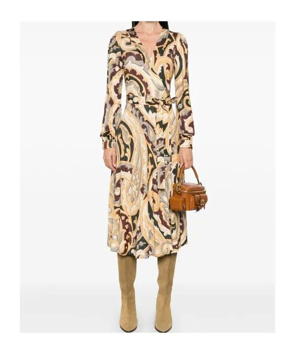 Etro Long-sleeved Printed Midi Dress
