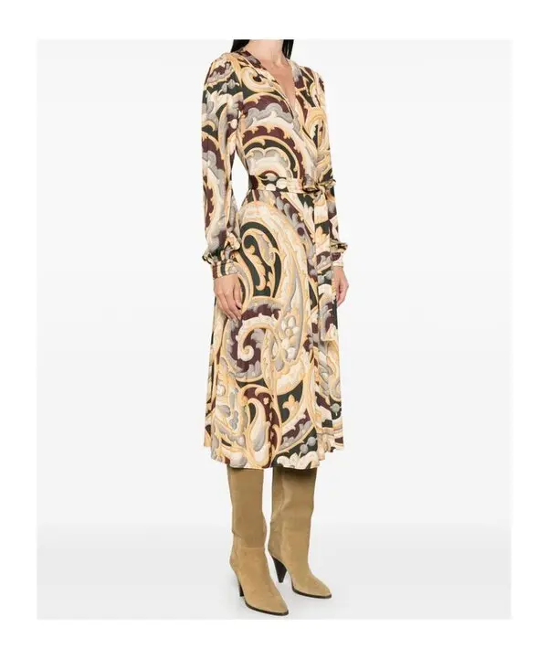 Etro Long-sleeved Printed Midi Dress