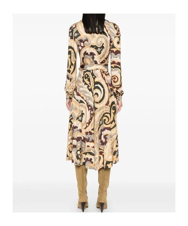 Etro Long-sleeved Printed Midi Dress
