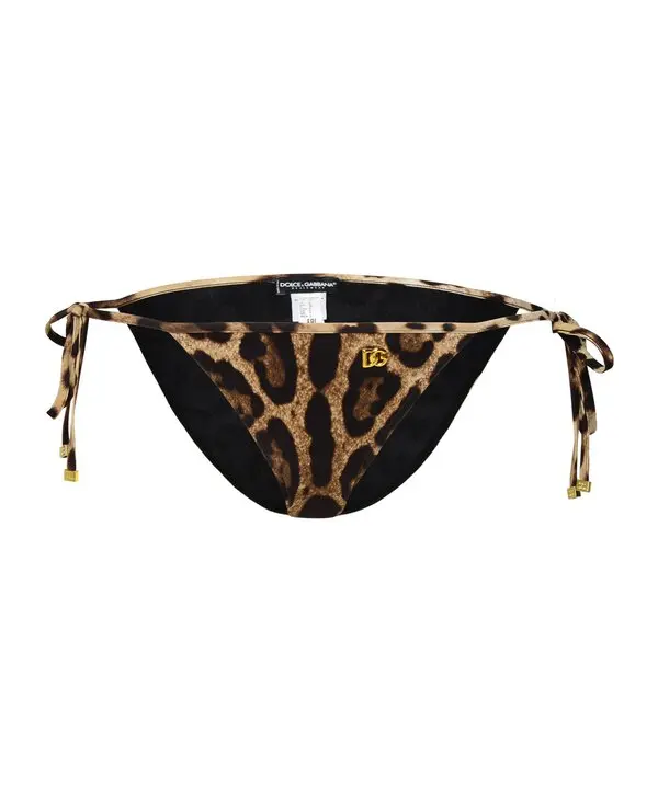 Dolce & Gabbana Dolce Gabbana Leopard-printed Tie Fastened Bikini Botton - Black