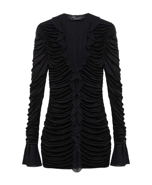 Blumarine Ruched Ruffle Detailed Dress