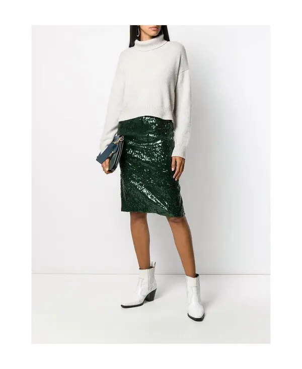 N.21 Sequined Pencil Skirt - Black