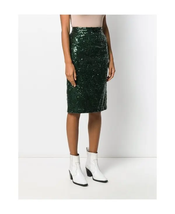 N.21 Sequined Pencil Skirt - Black