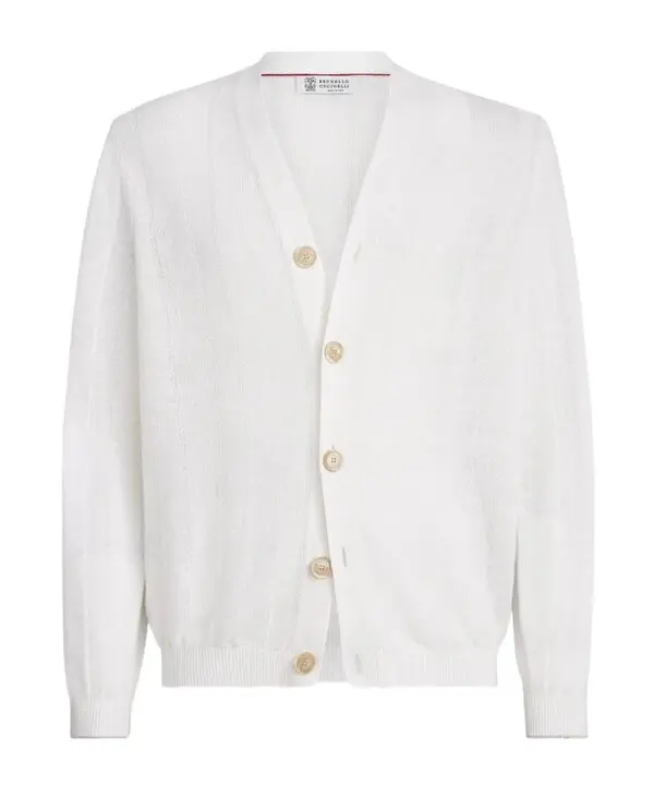Brunello Cucinelli Textured Rib Cardigan - White