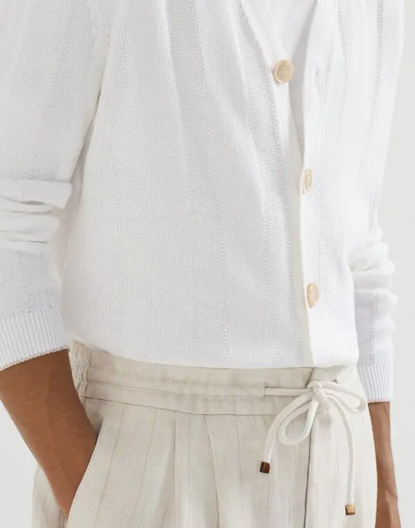 Brunello Cucinelli Textured Rib Cardigan - White