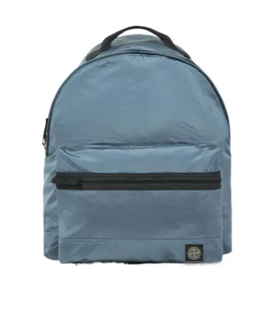 Stone Island Logo Patch Zipped Backpack - Avio Blue