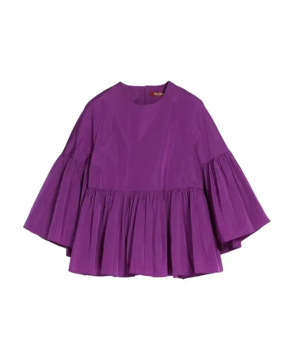 Max Mara Couture Taffeta Blouse With Ruffle Details - Purple