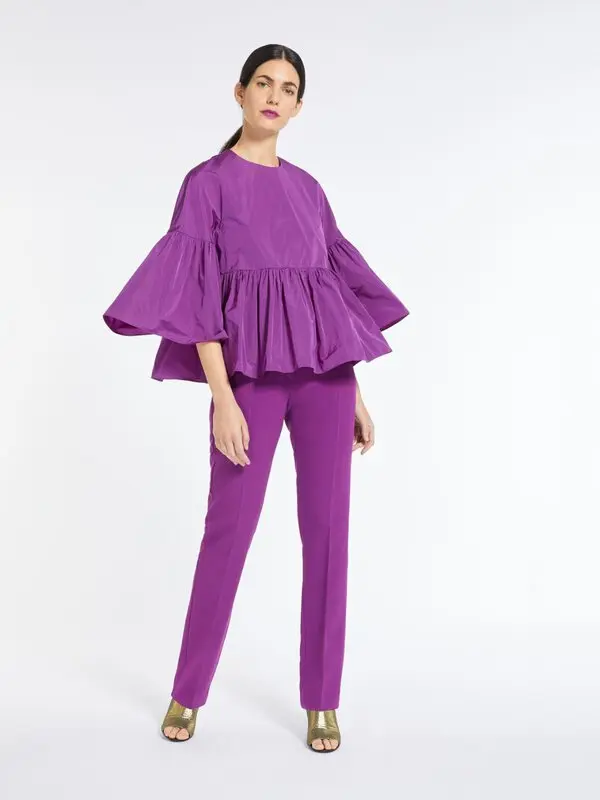 Max Mara Couture Taffeta Blouse With Ruffle Details
