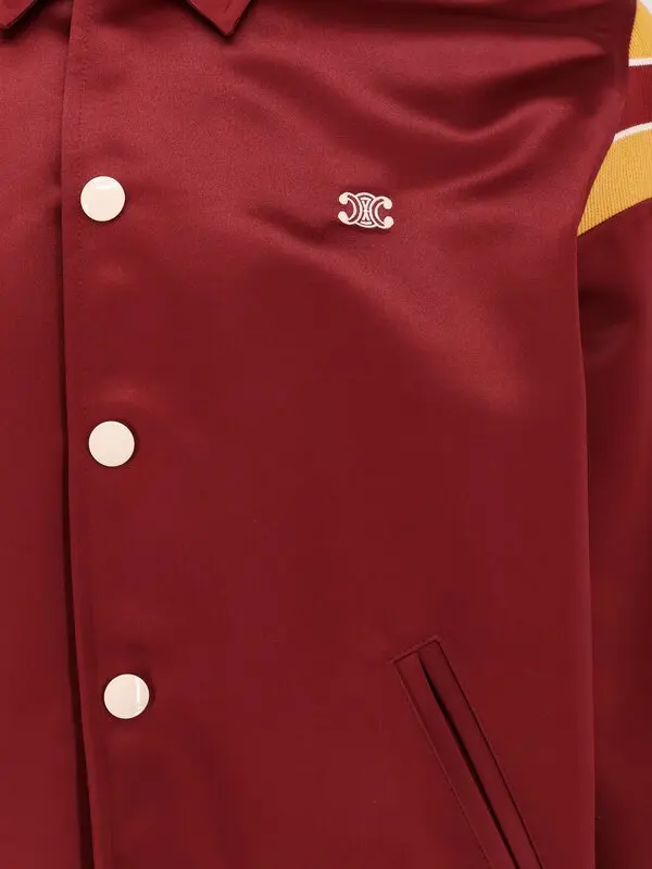 Celine Triomphe Satin Teddy Jacket - Burgundy