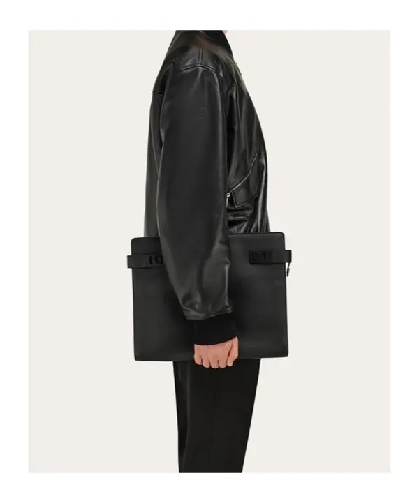 FERRAGAMO Gancini Buckle Business Bag - Black