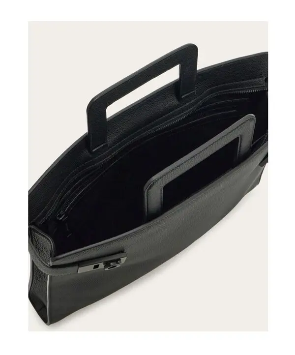 FERRAGAMO Gancini Buckle Business Bag - Black