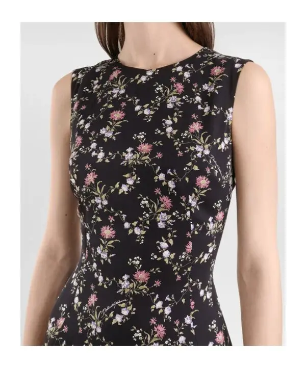 Dolce & Gabbana Sleeveless Floral Print Midi Dress
