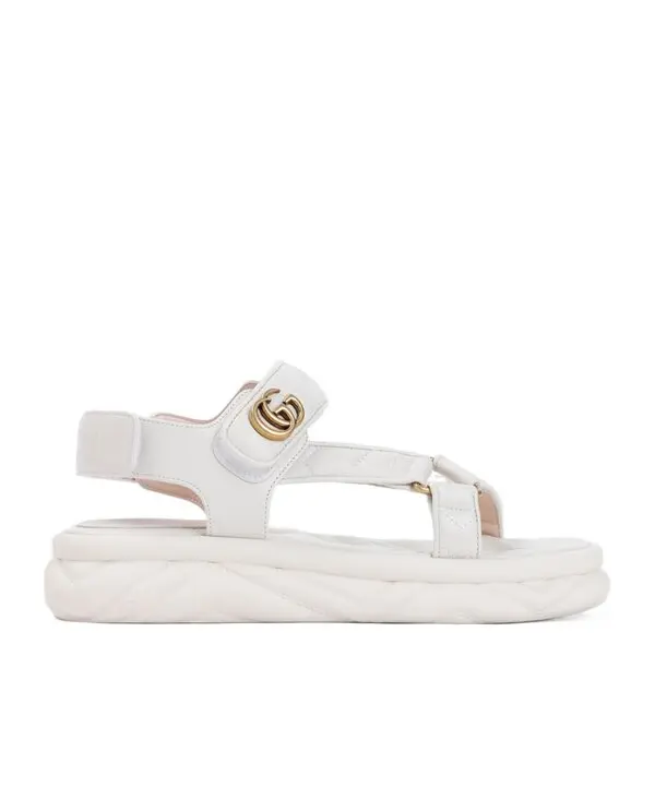 Gucci Double G Quilted Platform Sandals - White
