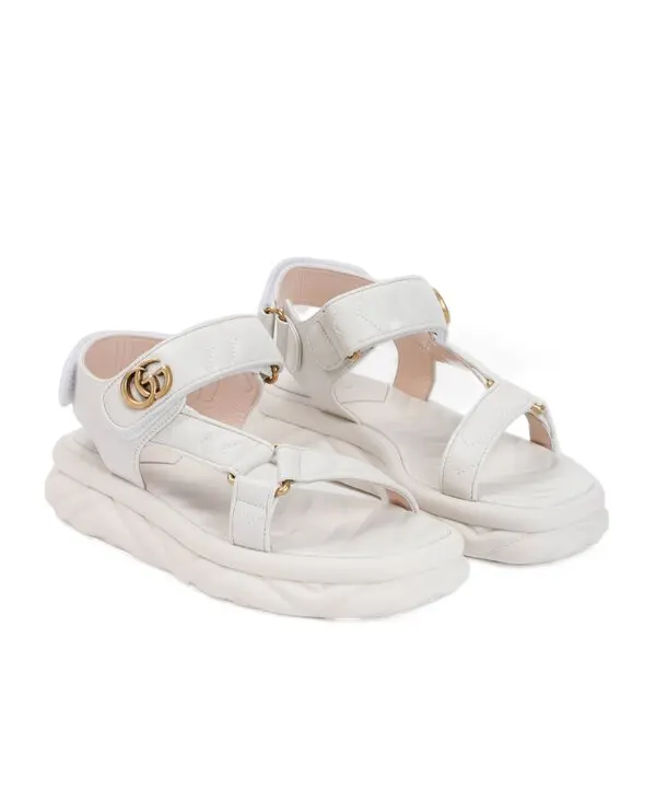 Gucci Double G Quilted Platform Sandals - White