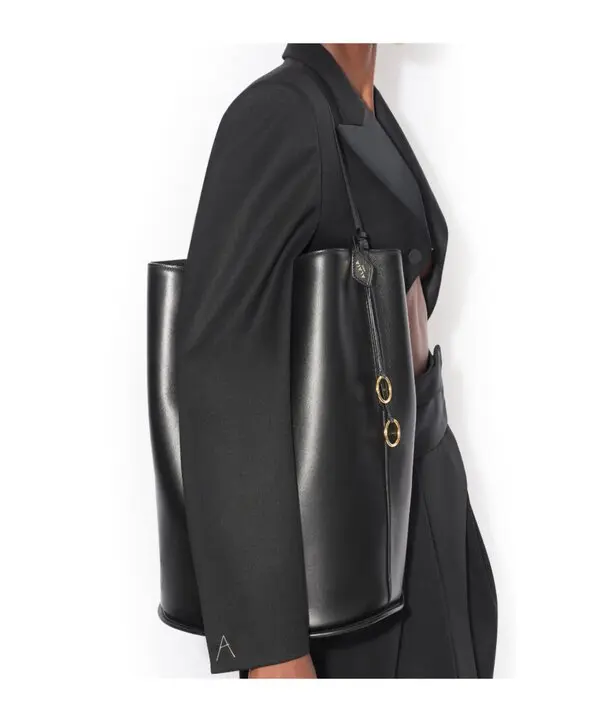 Alaïa Leather Bucket Bag With Metal Charms
