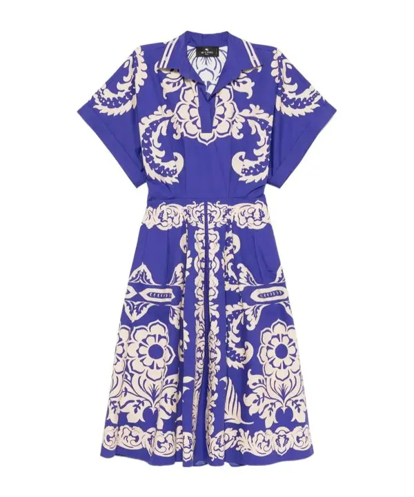 Etro Paisley Printed Midi Dress - Blue