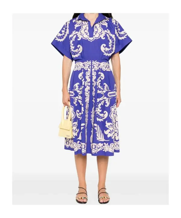 Etro Paisley Printed Midi Dress - Blue