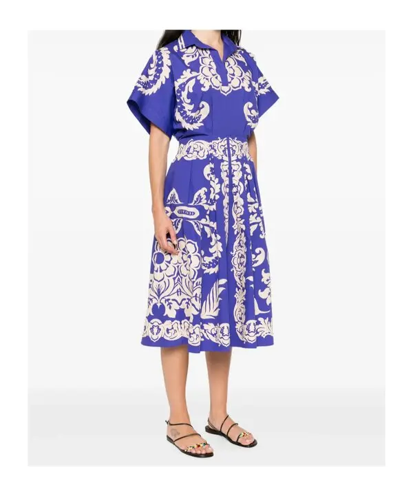 Etro Paisley Printed Midi Dress - Blue