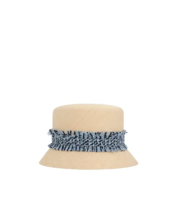 MAISON MICHEL Kendall Logo Plaque Fringed Hat