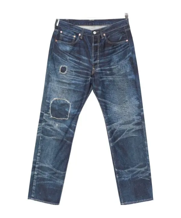 Junya Watanabe Distressed Straight Leg Jeans - Blue