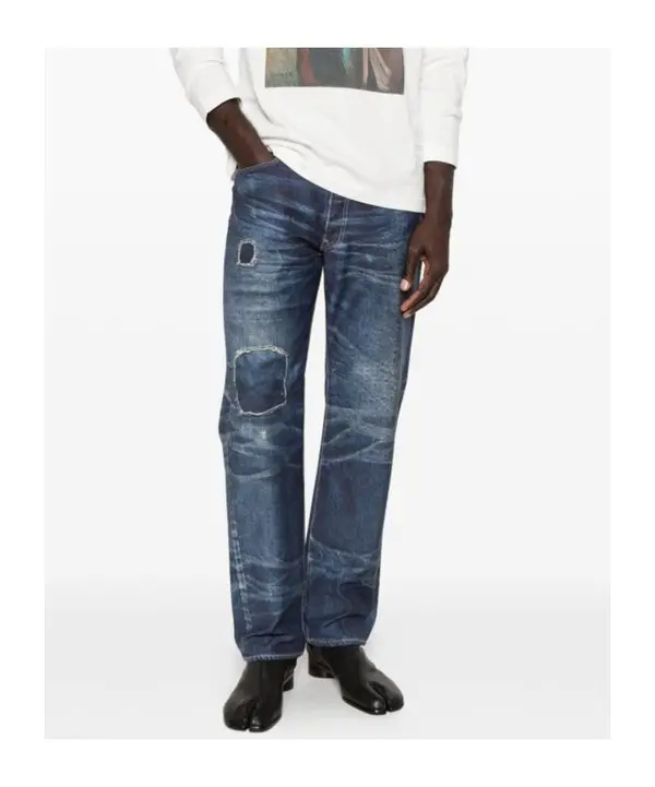 Junya Watanabe Distressed Straight Leg Jeans - Blue