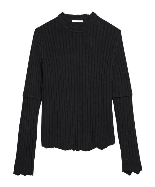 Helmut Lang Distressed Ribbed Knit Jumper